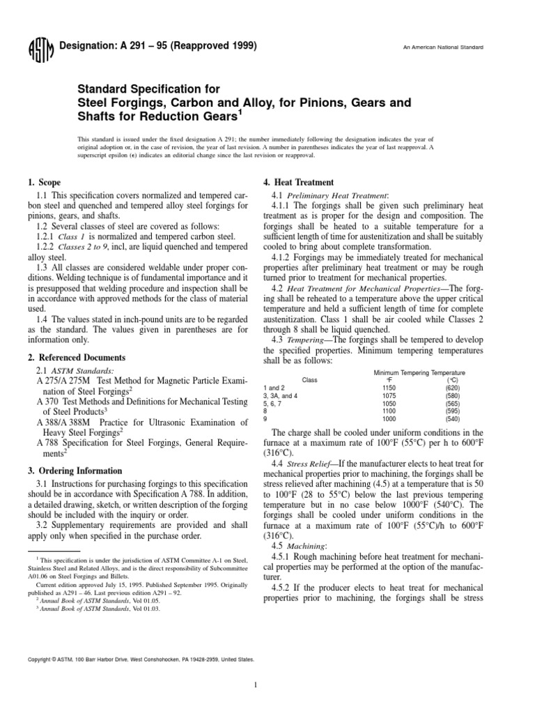 ASTM A 291 Steel Forgings For Gas Turbine Rotors | PDF | Heat Treating ...