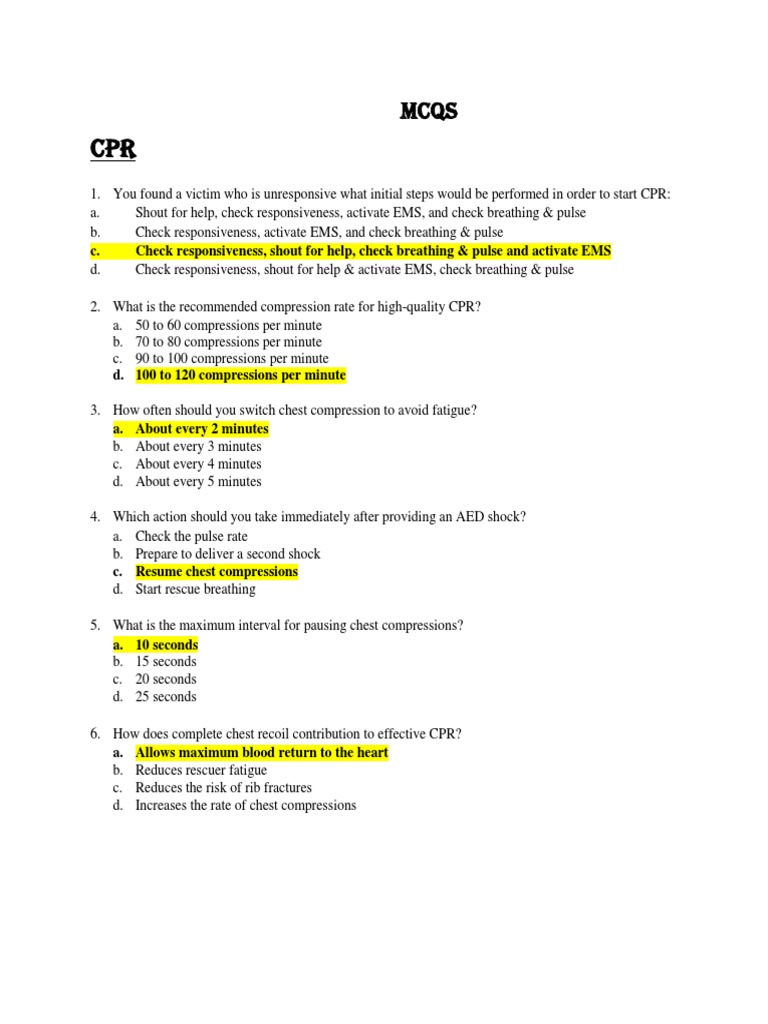 Acls Topic Wise Mcqs | PDF | Cardiopulmonary Resuscitation | Myocardial ...