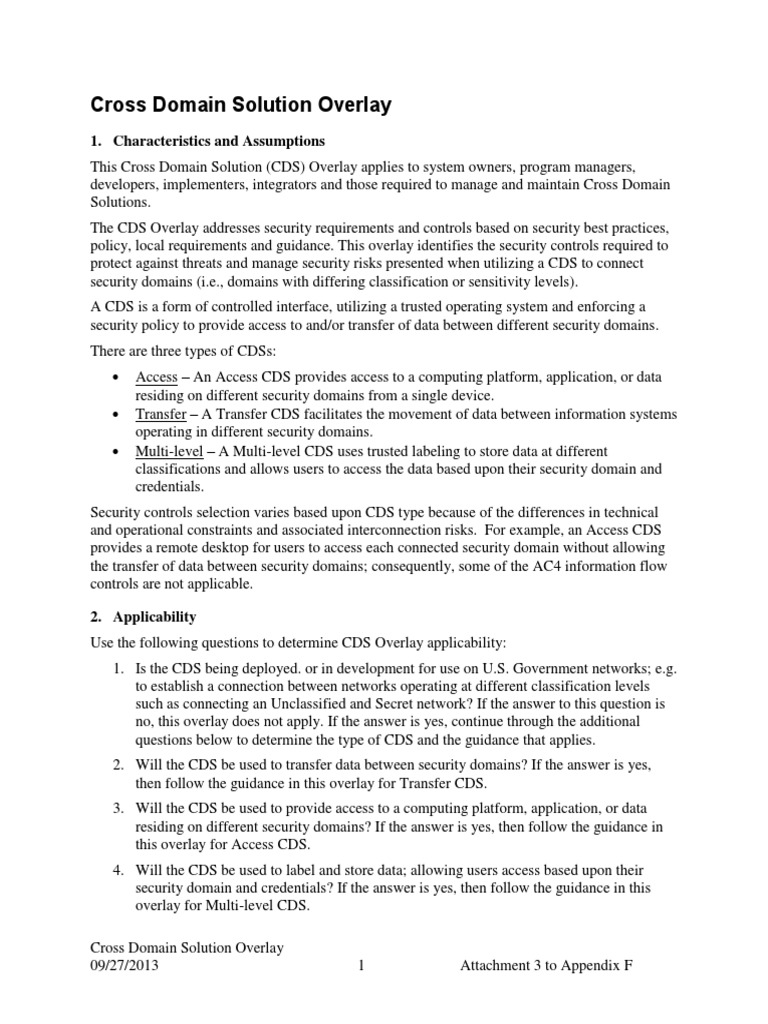 CNSSI-1253F Cross Domain Solution Overlay | PDF | Access Control ...
