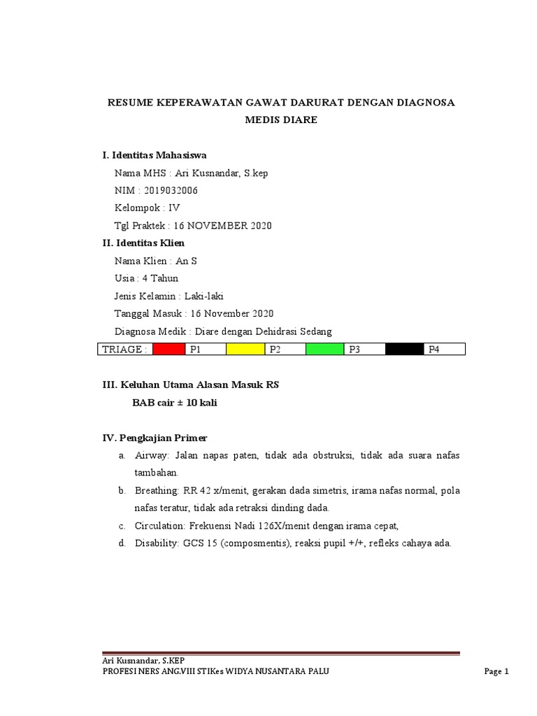 Resume IGD DIARE Ari Kusnandar, S.KEP-1 | PDF