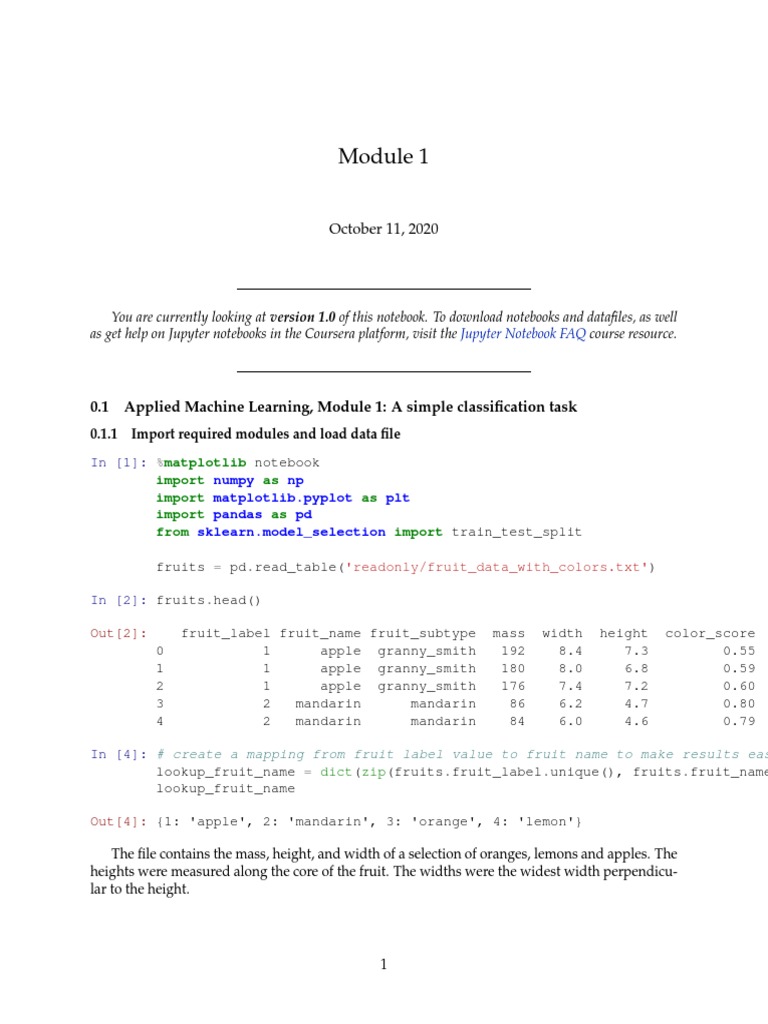 October 11, 2020: 0.1 Applied Machine Learning, Module 1: A Simple ...