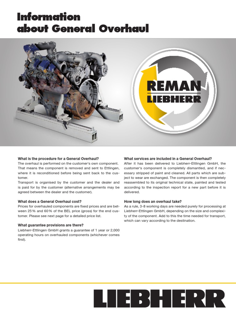 Liebherr Reman Information About General Overhaul en | PDF | Engines | Transmission (Mechanics)