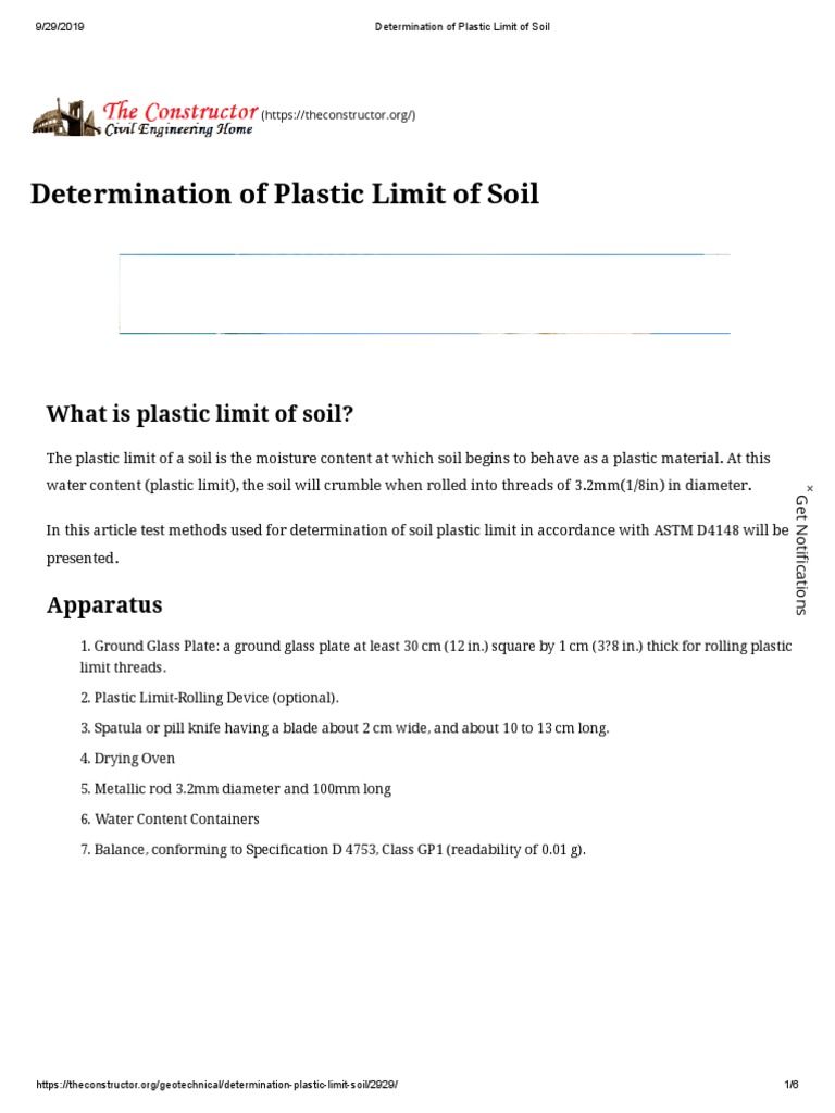 Determination of Plastic Limit of Soil | PDF | Civil Engineering ...