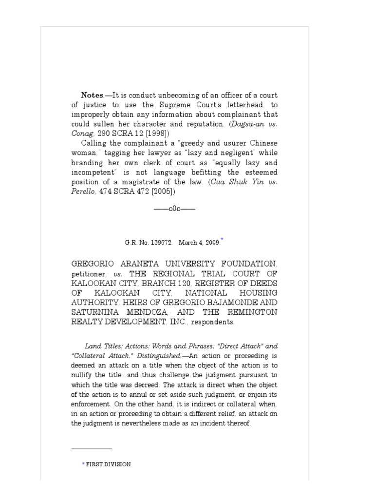 Gregorio Araneta University Foundation Vs RTC of Kalookan CIty | PDF ...