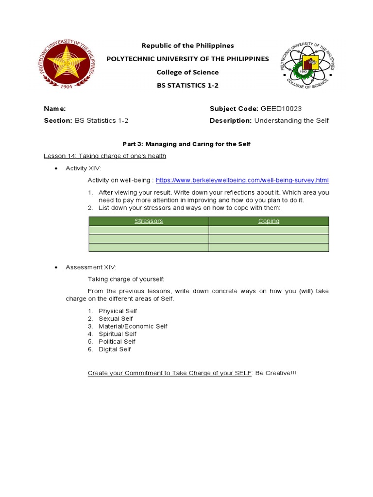 Name: Section: BS Statistics 1-2 Description: Understanding The Self | PDF