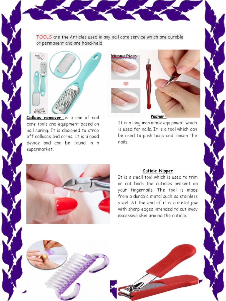 Nail Care Tools, Materials, Equipment and PPE Their Functions | PDF ...