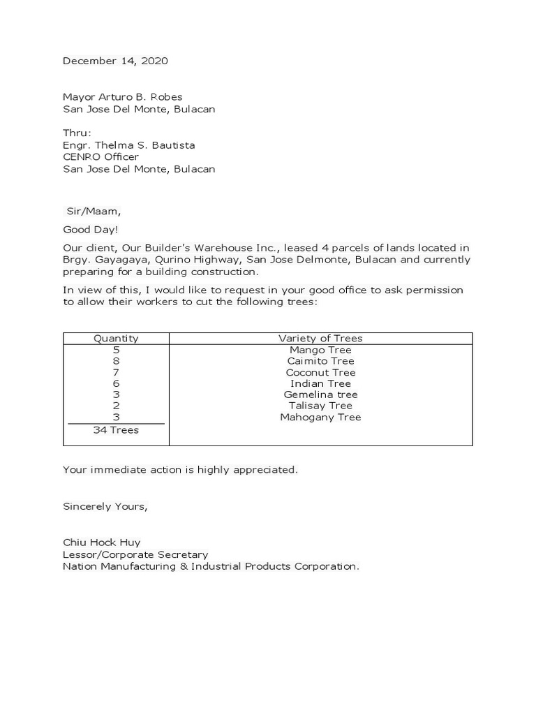 Authorization To Cut Trees-DENR | PDF
