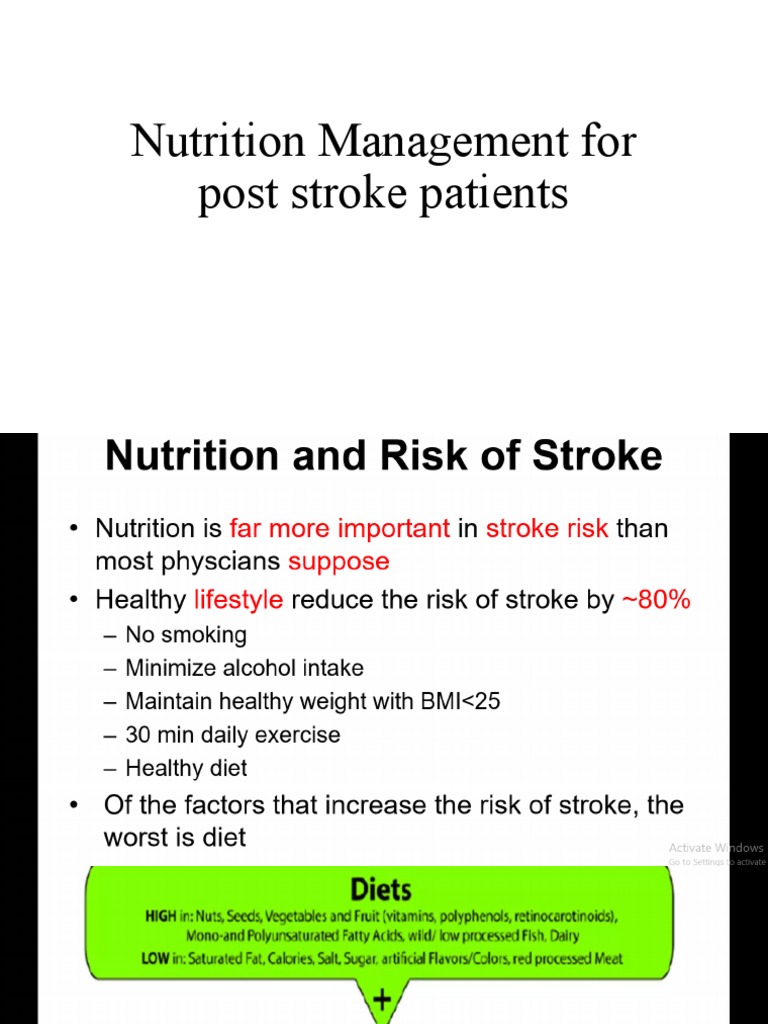 Nutrition Management For Post Stroke Patients | PDF