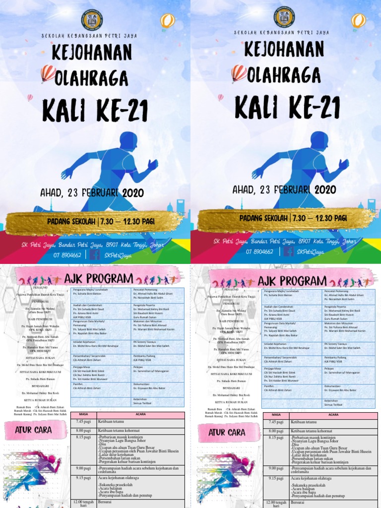 BUKU PROGRAM HARI SUKAN 2020 Edit | PDF