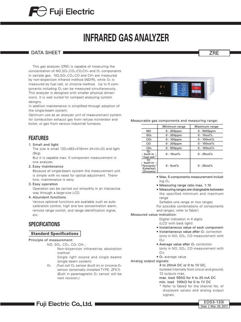 Infrared Gas Analyzer: Features | PDF | Switch | Direct Current