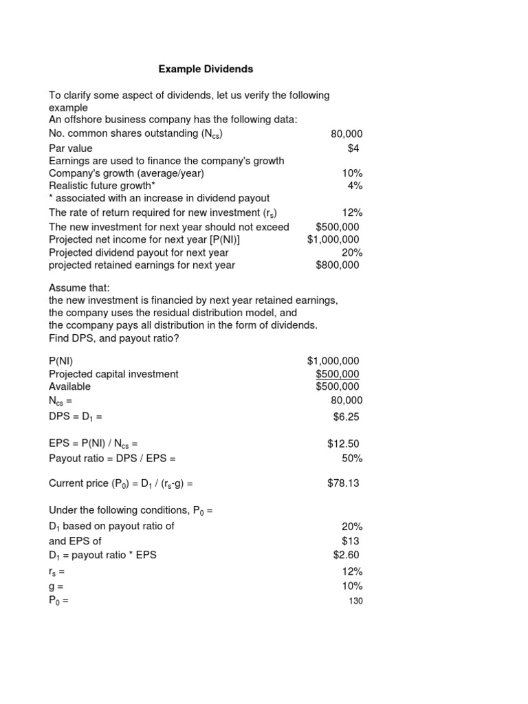 dividends sample | Dividend | Retained Earnings