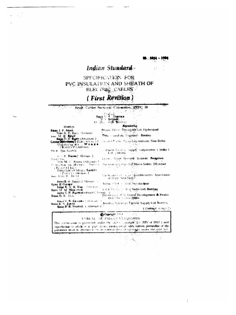 Is 5831 - 1984 PVC Insulation & Sheath of Ele Cables | PDF