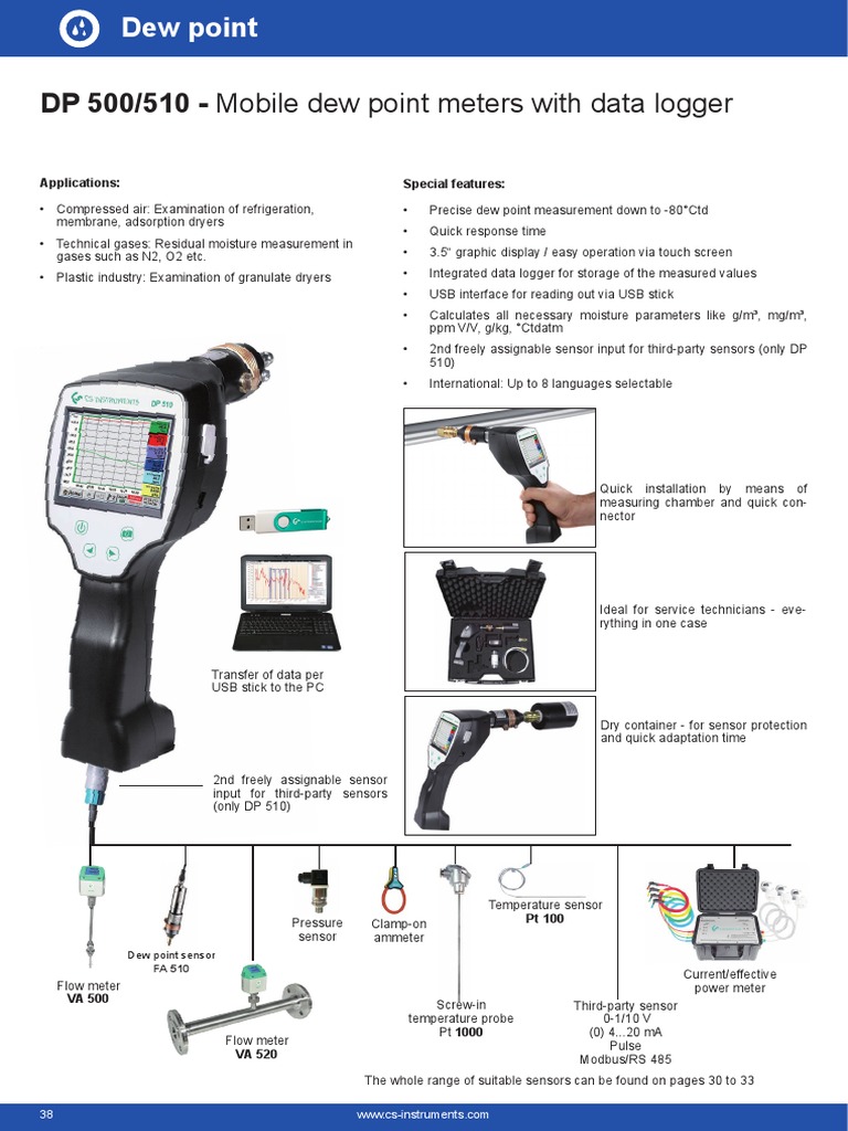 DP 500/510 - Mobile Dew Point Meters With Data Logger: Special Features ...