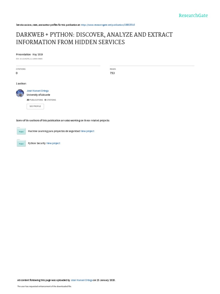 Darkweb Python Hidden Services Pdf Tor Anonymity Network Computer Network