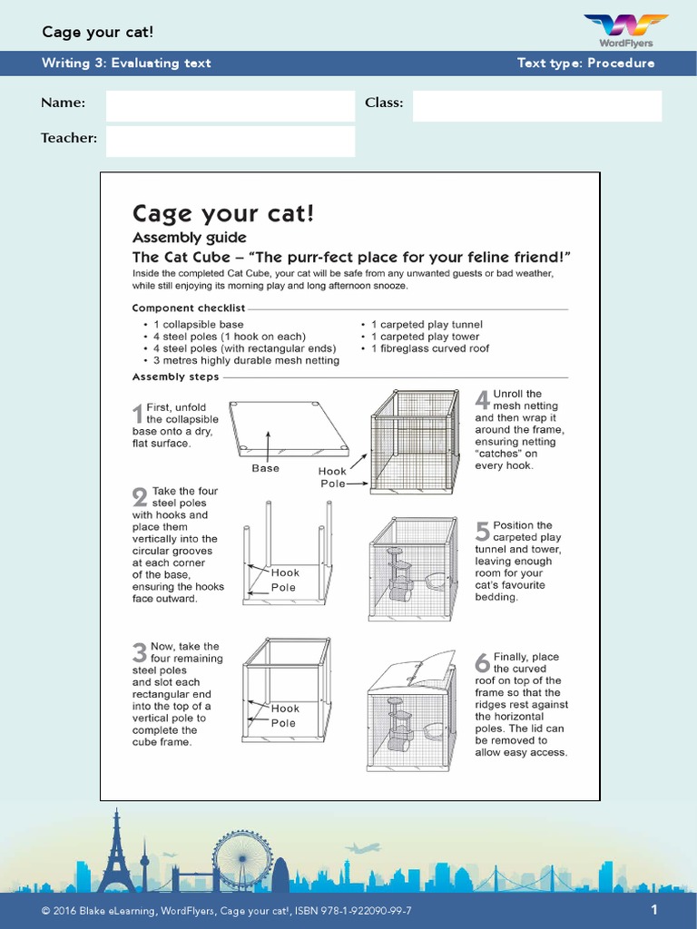 Cage Your Cat Name Class Teacher Pdf Sentence Linguistics