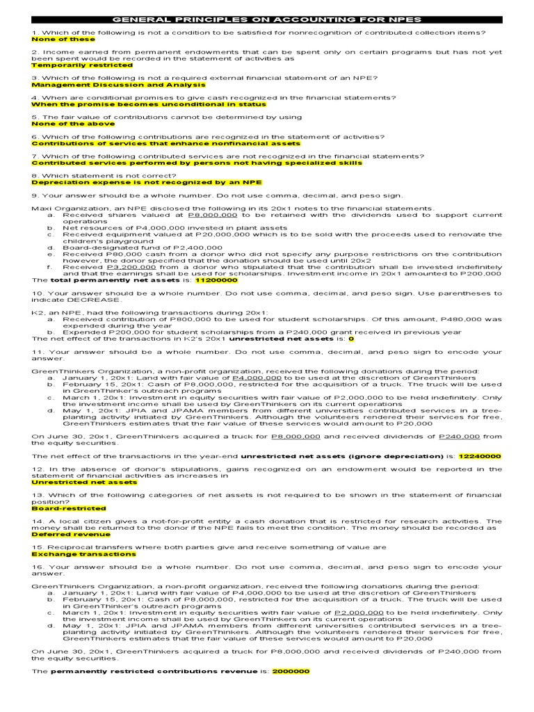 NPE Accounting Principles | PDF | Revenue | Fund Accounting