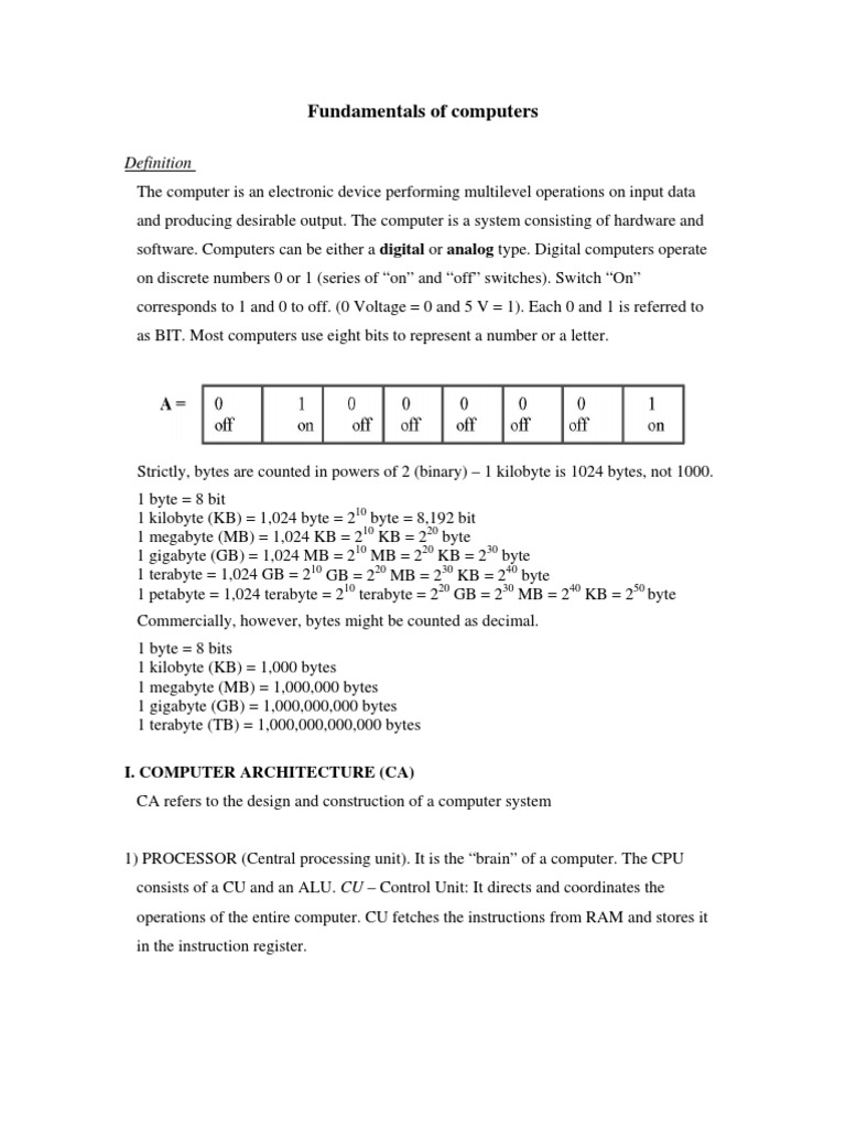 Fundamentals of Computers: I. Computer Architecture (Ca) | PDF | Central Processing Unit ...
