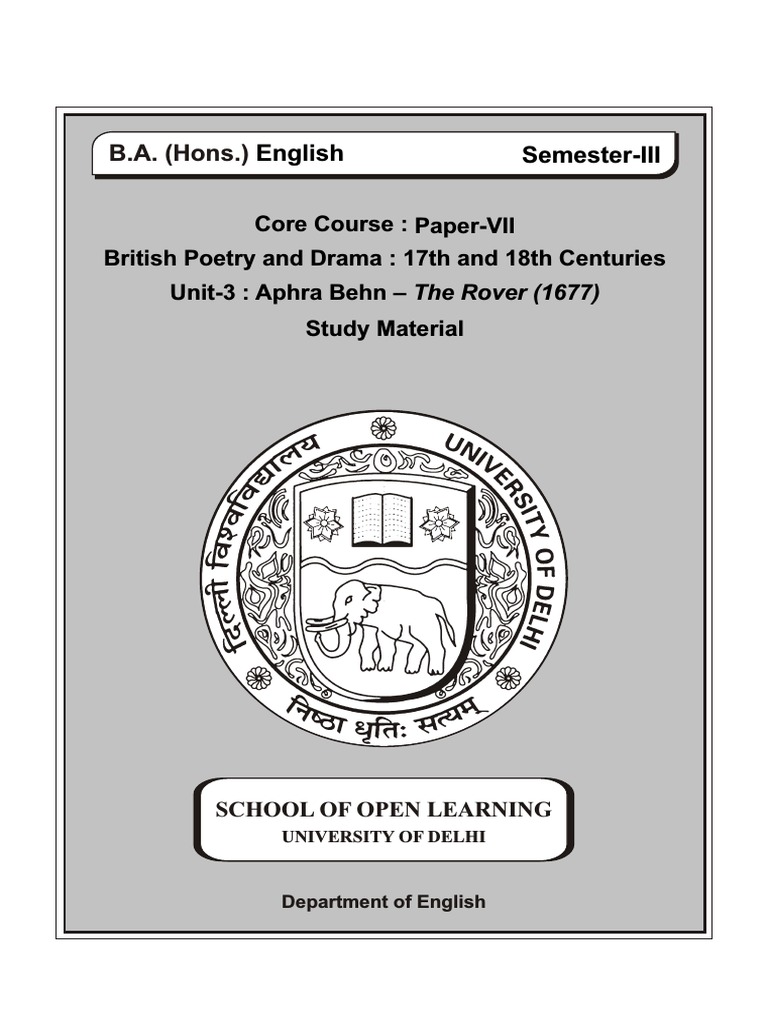 B.A. (Hons.) : English Semester-III | PDF