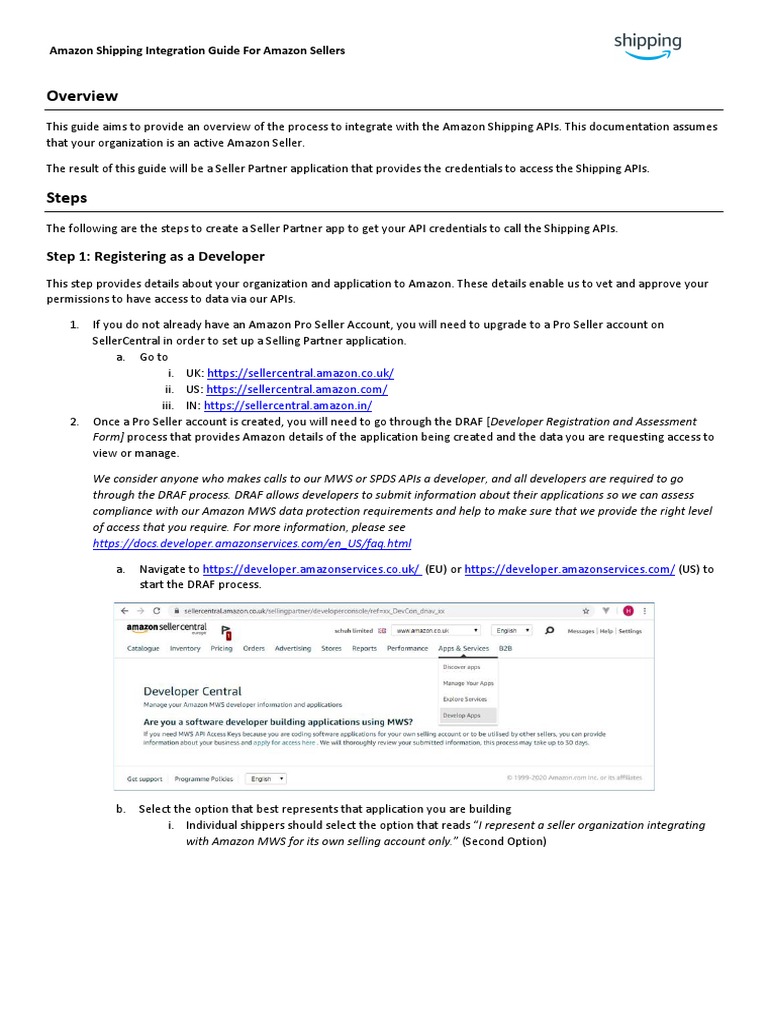 Amazon Shipping API Integration Guide | PDF | Mobile App | Information ...