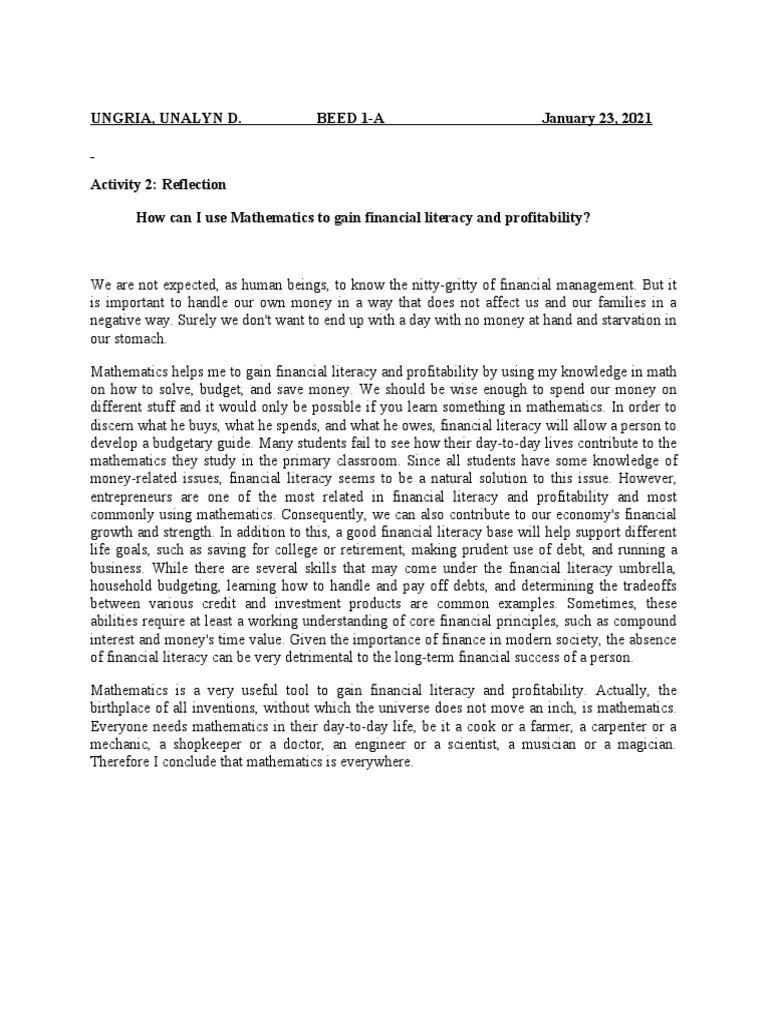 How Mathematics Helps You To Gain Financial Literacy and Profitability ...