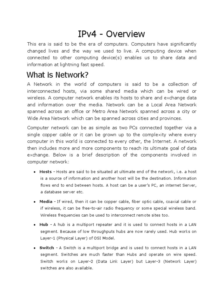 IPv4 Protocol Overview and Structure | PDF | Ip Address | Internet ...