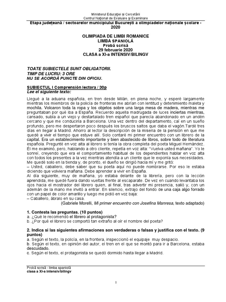 Spaniola - Olimp - Judet - 11 - Bilingv - Var | PDF