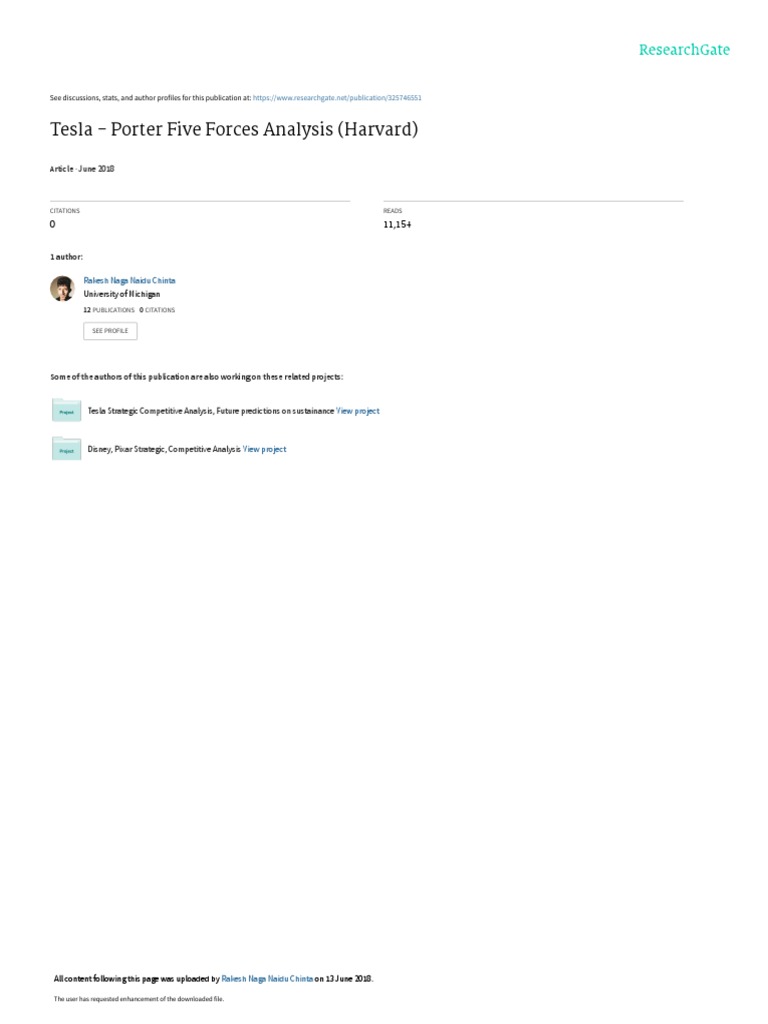 Tesla - Porter Five Forces Analysis (Harvard) : June 2018 | PDF ...