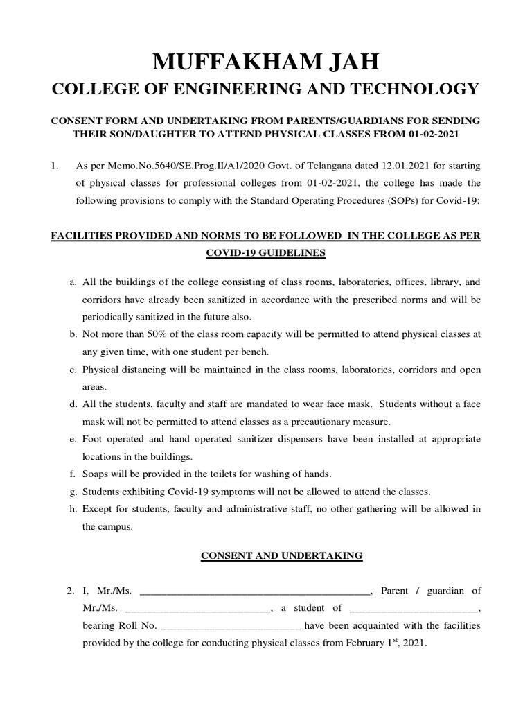 Muffakham Jah: College of Engineering and Technology | PDF | Hand Washing | Emergency Management