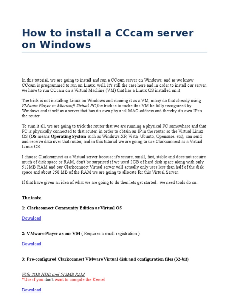 How To Install A Cccam Server On Windows | PDF | Ip Address | Operating System