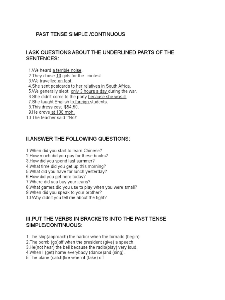 Past Tense Simple /continuous | PDF