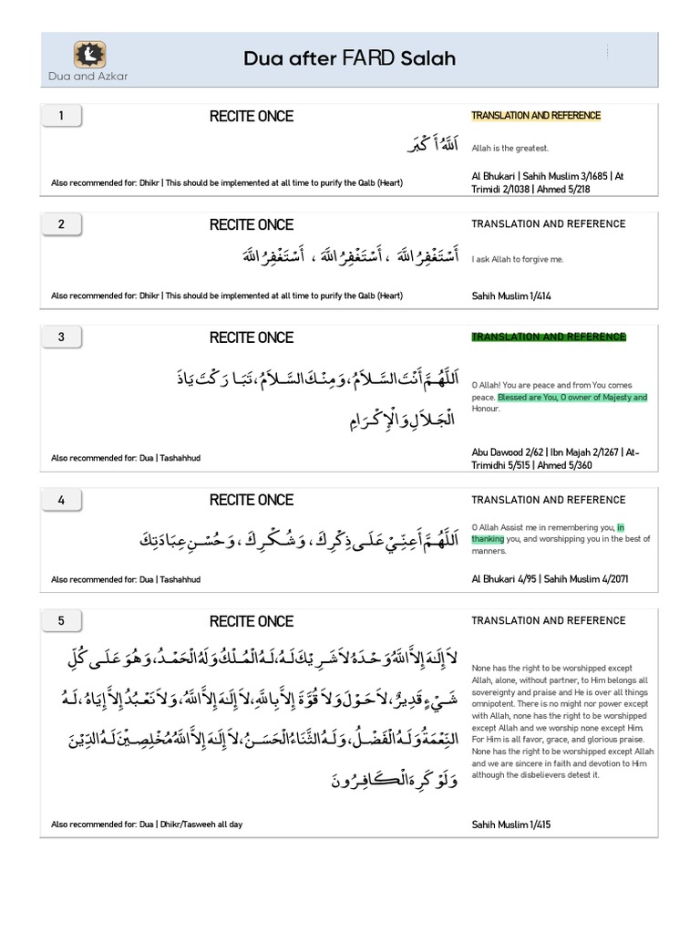 Dua After FARD Salah | Download Free PDF | Islamic Texts | Abrahamic ...