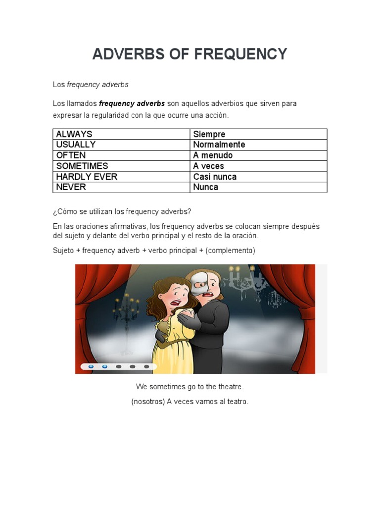 Adverbios de Frecuencia en Inglés y Español | PDF | Verbo | Tipología ...
