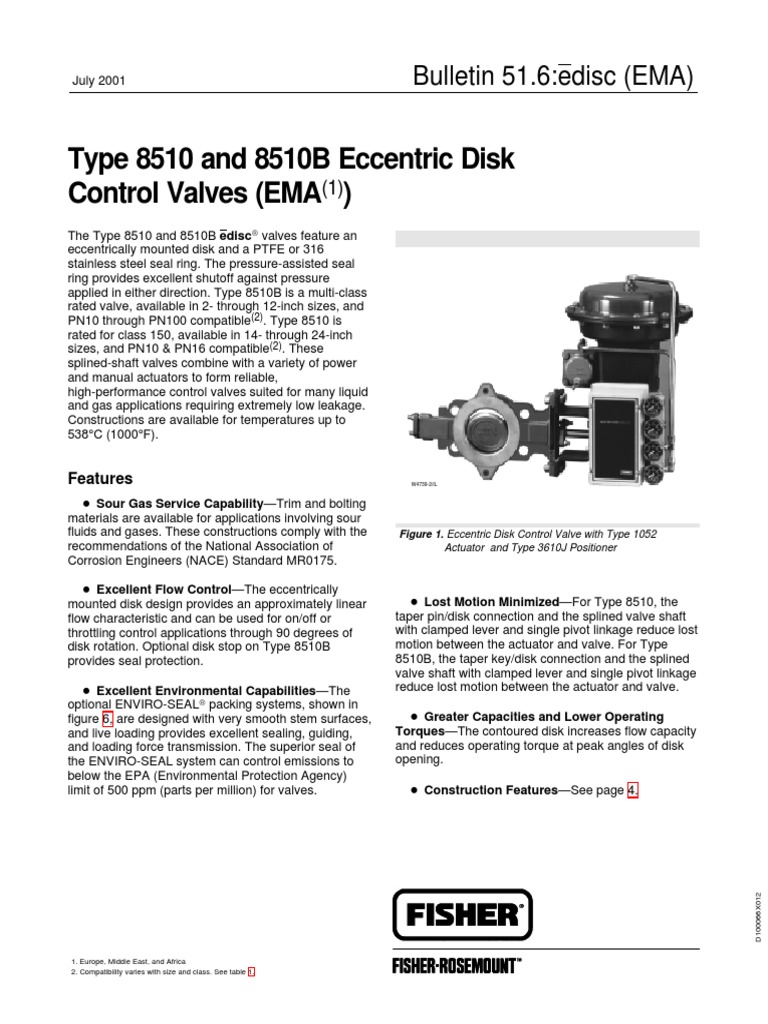 Type 8510 and 8510B Eccentric Disk Control Valves (EMA) | PDF | Valve ...