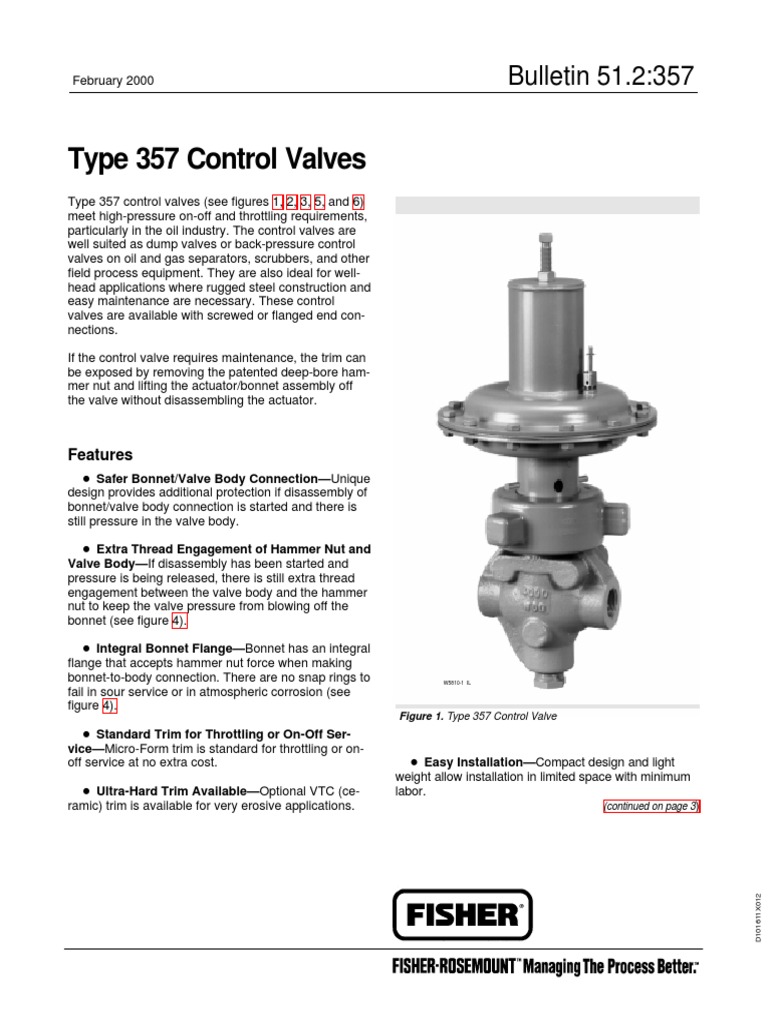 Type 357 Control Valves: Bulletin 51.2:357 | Download Free PDF | Valve ...