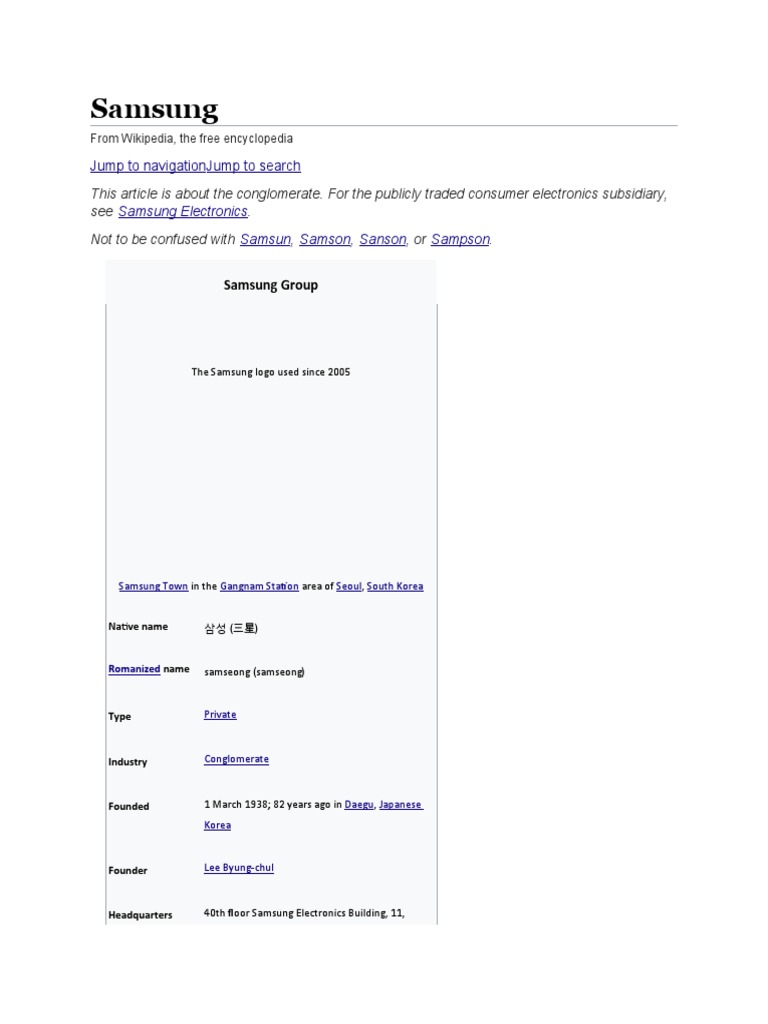 Samsung: Jump To Navigation Jump To Search | PDF | Samsung | Samsung ...