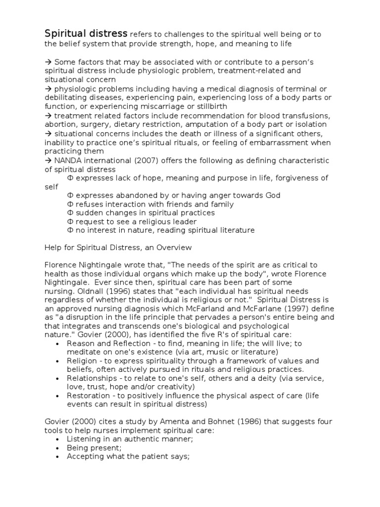 Spiritual Distress | PDF | Spirituality | Anger