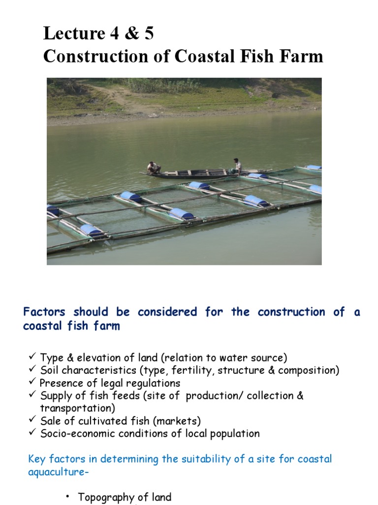 Lecture 4 & 5 Construction of Coastal Fish Farm | PDF | Levee | Estuary