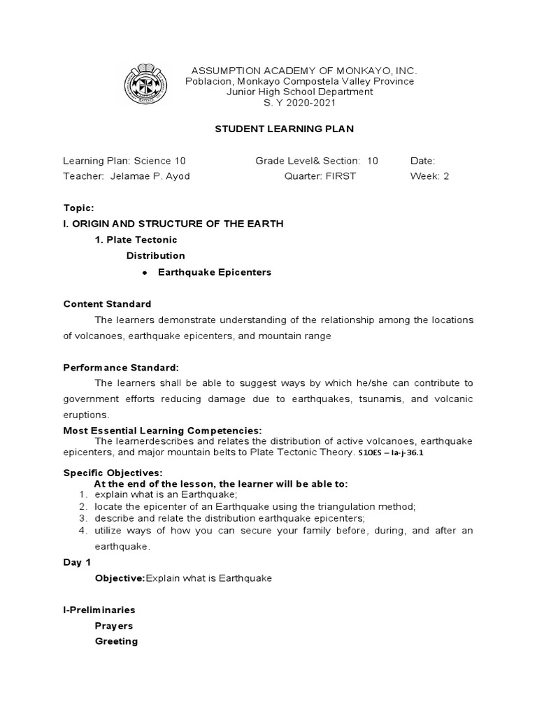 Focus and Epicenter | PDF | Earthquakes | Plate Tectonics