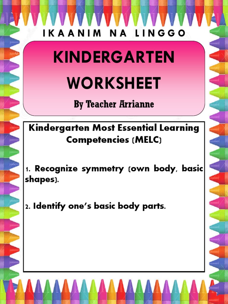 Kindergarten Worksheet Melc Week 6 | PDF