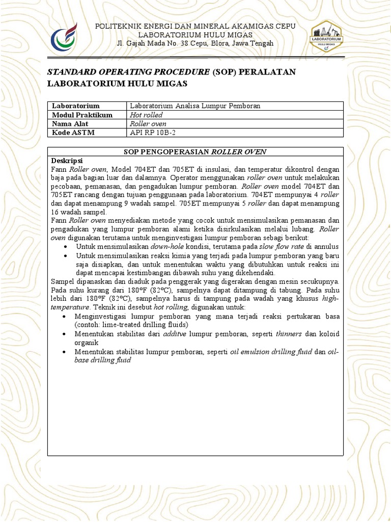 SOP Roller Oven Fann-BR | PDF