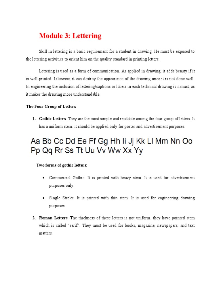 Module 3 - Lettering | PDF | Letter Case | Serif