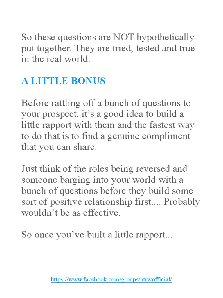 Top 20 Questions To Ask | PDF