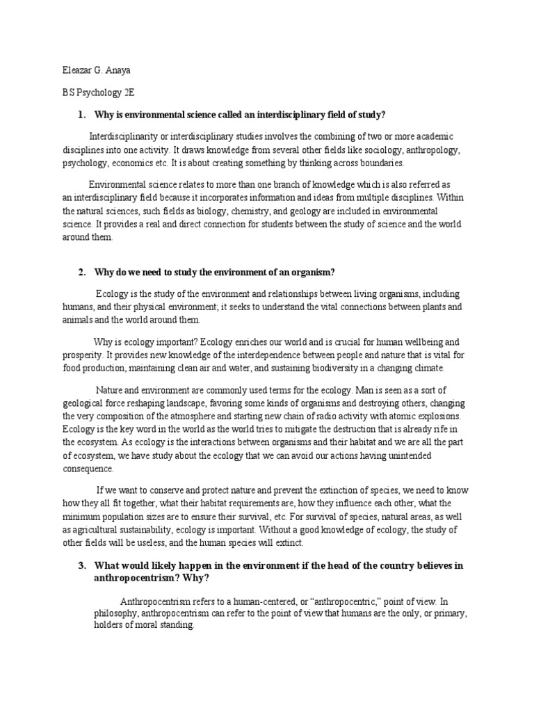 Why Is Environmental Science Called An Interdisciplinary Field of Study ...