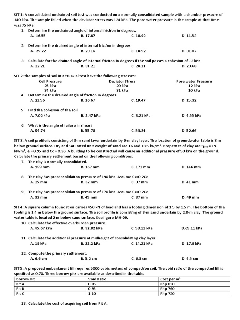 Soil mechanics exam with 12 practice tests | PDF | Soil Mechanics ...