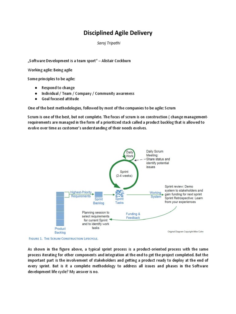 Disciplined Agile Delivery: Saroj Tripathi | PDF | Agile Software ...