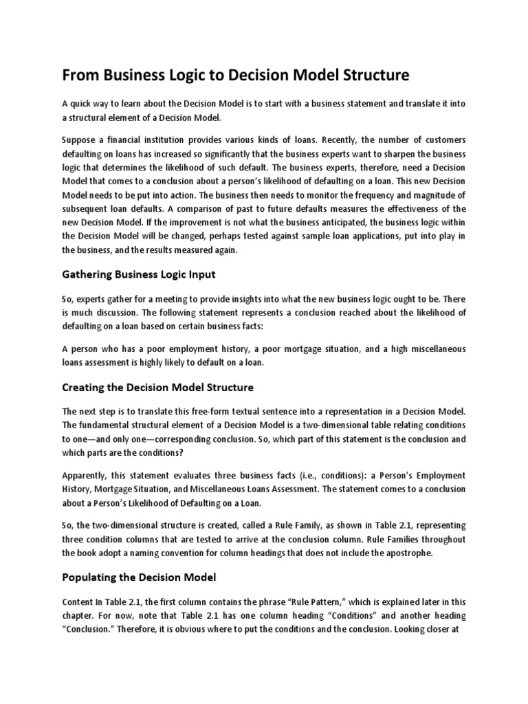 Translating Business Logic into a Structured Decision Model | PDF ...