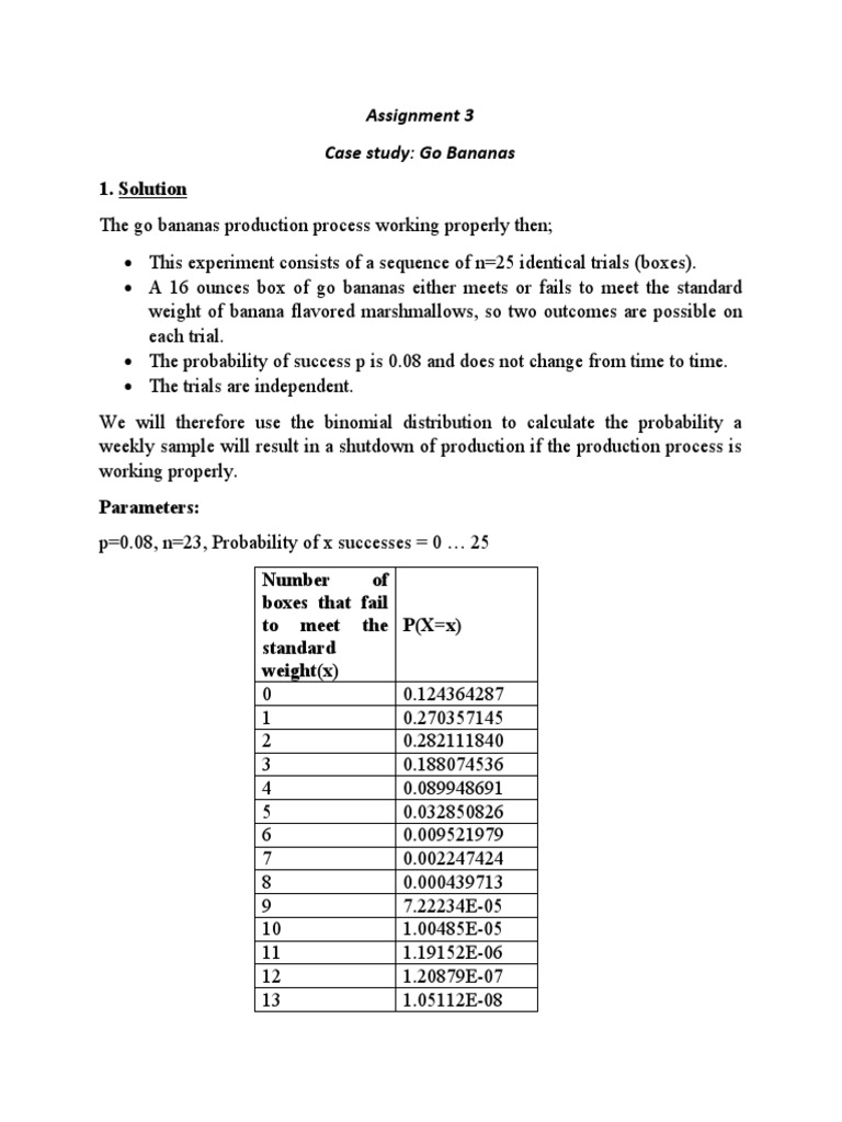 Statistics Case Study Go Bananas | PDF | Mathematical And Quantitative Methods (Economics ...