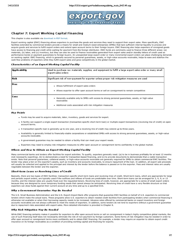 Trade Finance Guide - Export Working Capital Financing | PDF | Line Of ...