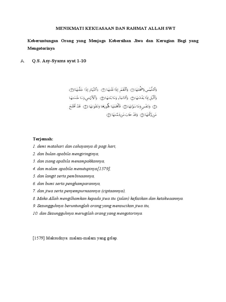 Menikmati Kekuasaan Dan Rahmat Allah SWT | PDF