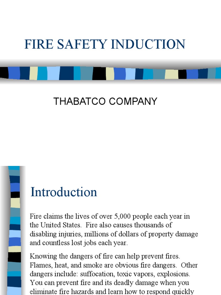 Fire Safety Induction: Thabatco Company | PDF | Fires | Combustion